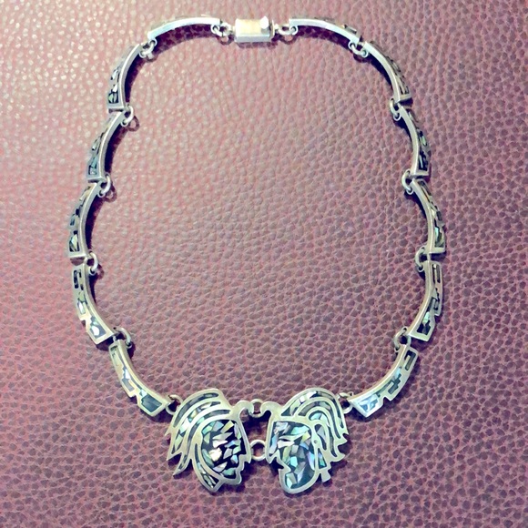 Jewelry | Heavy Vintage Mexican Sterling Silver Necklace Mayan Faces ...